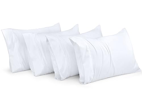 Utopia Bedding Queen Pillowcases - 4 Pack - Envelope Closure - Soft Brushed Microfiber Fabric - Shrinkage and Fade Resistant Pillow Covers Queen Size 20 X 30 Inches (Queen, White)