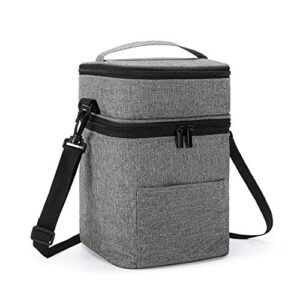 luxja double-layer breastmilk cooler bag (fits 4 bottles, up to 9 ounce), breastmilk cooler for breastmilk bottles and accessories (bag only), gray