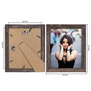 Q.Hou 8x10 Picture Frame Wood Patten Rustic Brown Photo Frames Packs 4 with High Difinition Glass for Tabletop or Wall Decor (QH-PF8X10-BR)