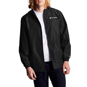 champion mens stadium full zip jacket, left chest script jacket, black-549369, x-large us