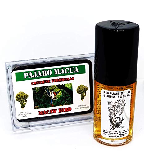 Nido de Pajaro Macua Perfume 1 Fl Oz & Jabon de Glicerina de La Buena Suerte (Set) - Macaw Bird Good Luck Perfume 1 Fl Oz & Glycerine Soap (Set)