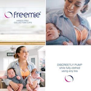 Freemie Hands-Free and Discreet Breast Milk Collection Cup Set | Pump with Your Clothes On Anywhere, Anytime | Sizes 25mm and 28mm Flanges Included | Holds Up to 8oz | Pump Not Included