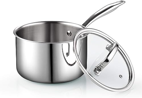 Cook N Home 7-Piece Tri-Ply Clad Stainless Steel Cookware Set, Silver,2644