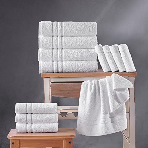 Hammam Linen White Bath Towels 4-Pack - 27x54 Soft and Absorbent, Premium Quality Perfect for Daily Use 100% Cotton Towel 600 GSM