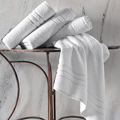 Hammam Linen White Bath Towels 4-Pack - 27x54 Soft and Absorbent, Premium Quality Perfect for Daily Use 100% Cotton Towel 600 GSM