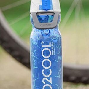 O2COOL Arctic Squeeze Mist 'N Sip Insulated Bottle w/Silicone Spout Cover and Locking Misting Function - 20 oz, Crackle Blue