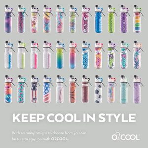 O2COOL Arctic Squeeze Mist 'N Sip Insulated Bottle w/Silicone Spout Cover and Locking Misting Function - 20 oz, Crackle Blue