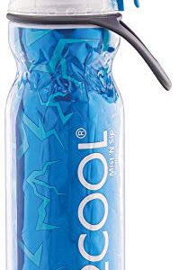 O2COOL Arctic Squeeze Mist 'N Sip Insulated Bottle w/Silicone Spout Cover and Locking Misting Function - 20 oz, Crackle Blue