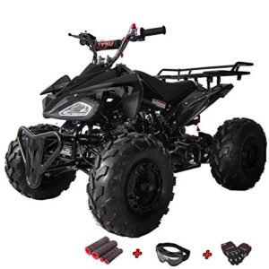 x-pro 125cc atv 4 wheels wheelers quad 125 atv quads with led lights, big 19"/18" tires,black