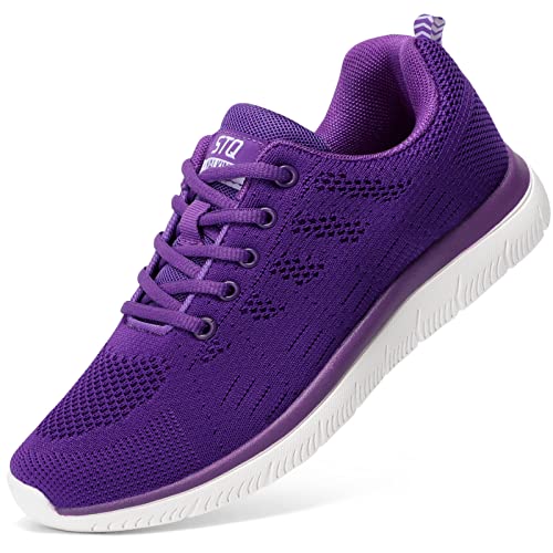 STQ Women¡¯s Slip On Walking Shoes Lightweight Casual Running Sneakers Purple 6