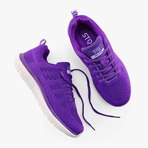 STQ Women¡¯s Slip On Walking Shoes Lightweight Casual Running Sneakers Purple 6