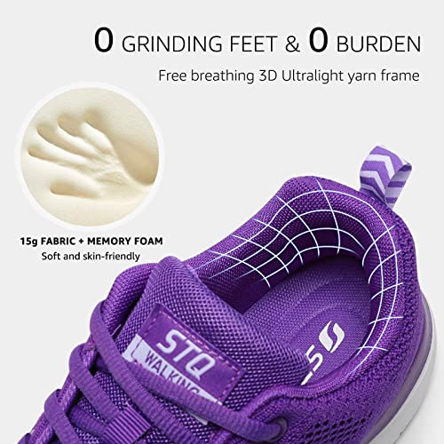 STQ Women¡¯s Slip On Walking Shoes Lightweight Casual Running Sneakers Purple 6