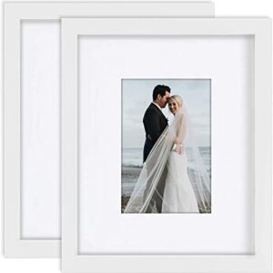 Picture Frames 8x10 White 2 Pack Nature Solid Wood for Wall Mounting and Tabletop Display