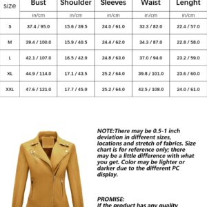 Giolshon Faux Leather Short Jacket Women Motorcycle Biker Casual Coat for Spring Fall and Winter 53 Ginger S