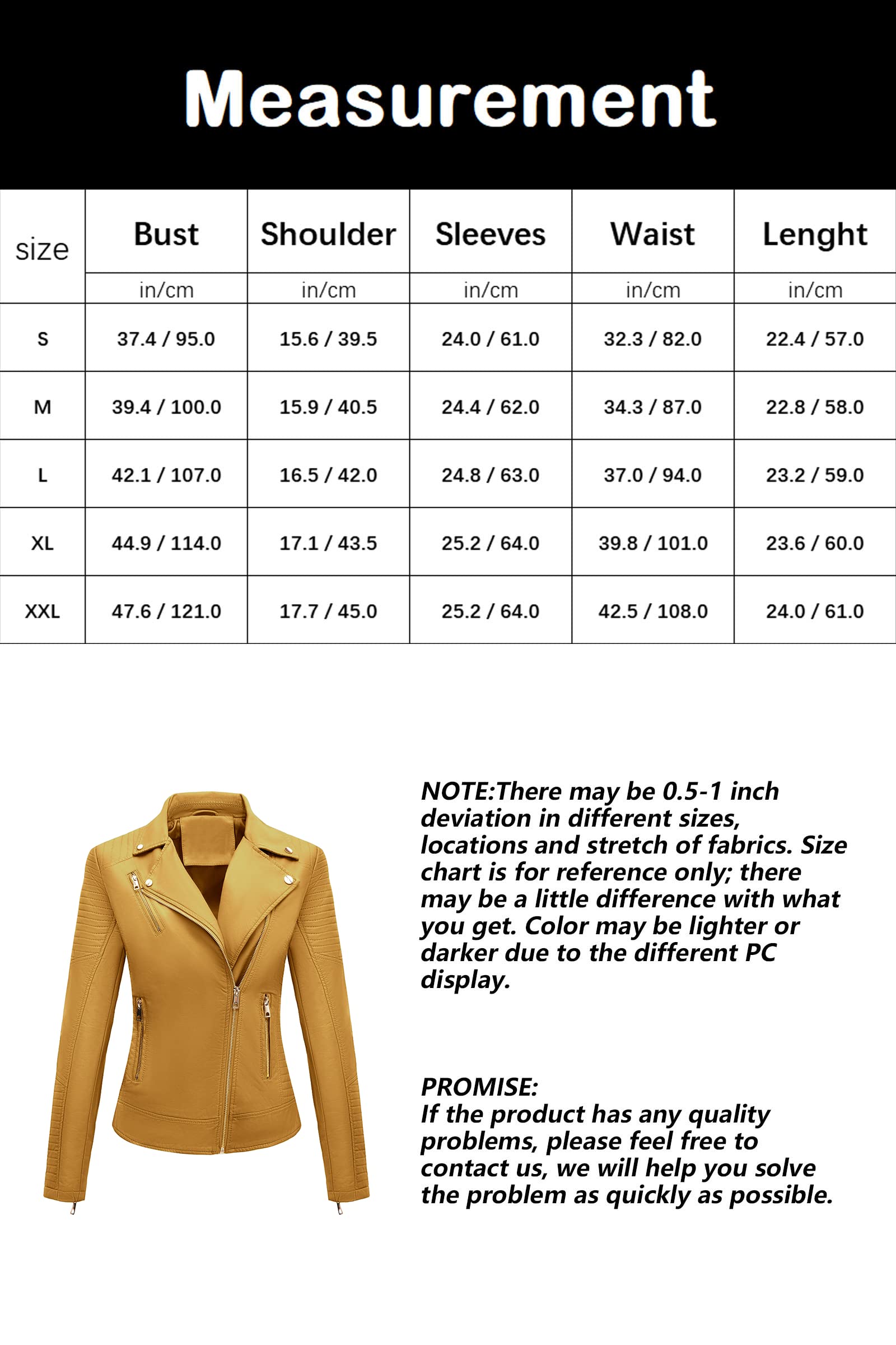 Giolshon Faux Leather Short Jacket Women Motorcycle Biker Casual Coat for Spring Fall and Winter 53 Ginger S