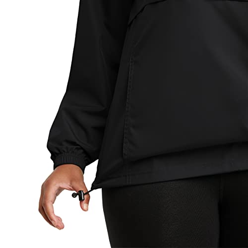 Champion Windbreaker, Packable, Wind and Water-Resistant Jacket for Women, Black Small Script, Medium