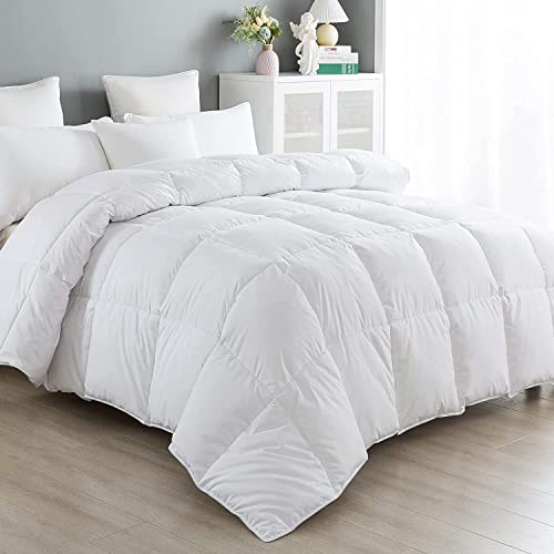 Cozynight Down Alternative Comforter-All Season Queen Comforter Duvet Insert with Corner Tabs-Breathable-Diamond Stitched Reversible White Comforter 90x90 inches