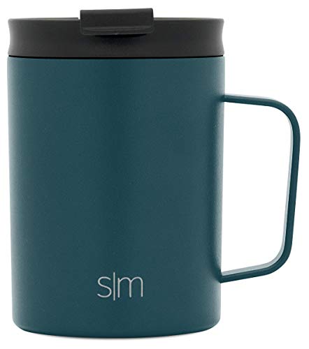 Simple Modern Travel Coffee Cup with Lid and Handle | Reusable Insulated Stainless Steel Iced Coffee Mug Cold Brew Tumbler and Tea Cup | Scout Collection | 12oz | Riptide