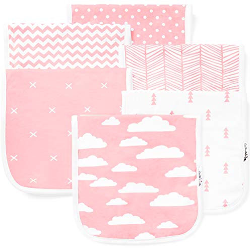 BaeBae Goods Burp Cloths for Baby Girl - Ultra Absorbent Burping Rags - Anti Shrink Unisex Burpy Clothes - Super Soft Jersey Cotton, Large 21"x10" - Thick for Newborn Cloth Diapers - 6 Pack