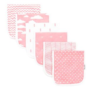 BaeBae Goods Burp Cloths for Baby Girl - Ultra Absorbent Burping Rags - Anti Shrink Unisex Burpy Clothes - Super Soft Jersey Cotton, Large 21"x10" - Thick for Newborn Cloth Diapers - 6 Pack