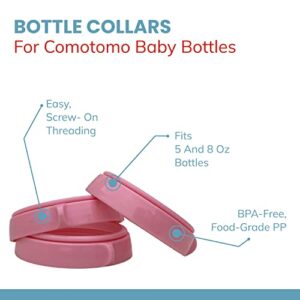 Baby Bottle Collar Rings for Comotomo Baby Bottles | Compatible with 5 Ounce and 8 Ounce Comotomo Baby Bottle | Replacement Bottle Collar, 3 Pack (Pink)