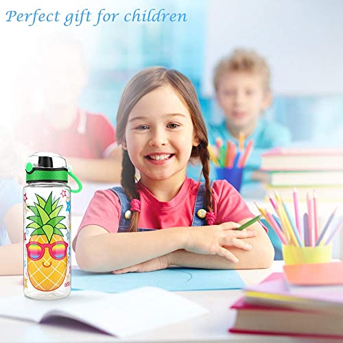 Cute Water Bottle for School Kids Girls, BPA FREE Tritan & Leak Proof & Easy Clean & Carry Handle, 23oz/ 680ml - Pineapple