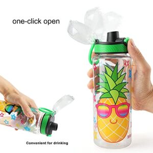 Cute Water Bottle for School Kids Girls, BPA FREE Tritan & Leak Proof & Easy Clean & Carry Handle, 23oz/ 680ml - Pineapple