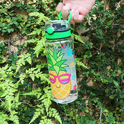 Cute Water Bottle for School Kids Girls, BPA FREE Tritan & Leak Proof & Easy Clean & Carry Handle, 23oz/ 680ml - Pineapple