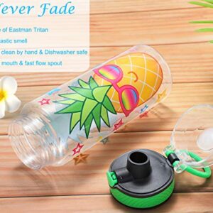 Cute Water Bottle for School Kids Girls, BPA FREE Tritan & Leak Proof & Easy Clean & Carry Handle, 23oz/ 680ml - Pineapple