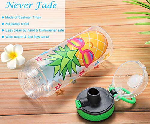 Cute Water Bottle for School Kids Girls, BPA FREE Tritan & Leak Proof & Easy Clean & Carry Handle, 23oz/ 680ml - Pineapple