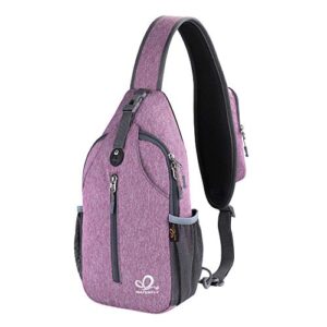 waterfly crossbody sling backpack sling bag travel hiking chest bag daypack (purple)