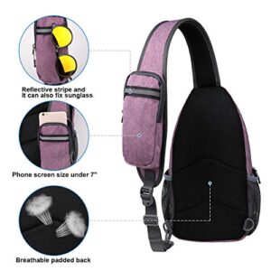 WATERFLY Crossbody Sling Backpack Sling Bag Travel Hiking Chest Bag Daypack (Purple)