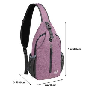 WATERFLY Crossbody Sling Backpack Sling Bag Travel Hiking Chest Bag Daypack (Purple)