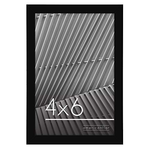 Americanflat 4x6 Picture Frame in Black - Thin Border Photo Frame with Shatter Resistant Glass - Horizontal and Vertical Formats for Wall and Tabletop