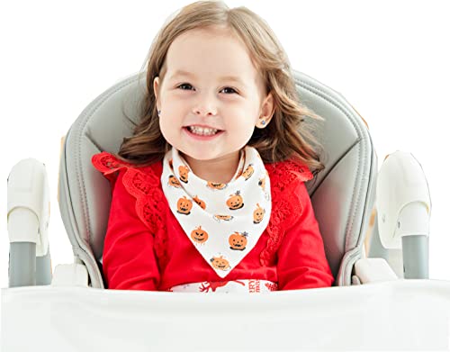 Little Dimsum Halloween Baby Bandana Bibs 3 Pack Super Absorbent Drool Bibs Cotton Teething Bibs Unisex Triangle Baby Bibs Set for Teething and Drooling