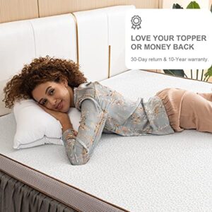 BedStory 2 Inch Memory Foam Mattress Topper, Gel Infused Toppers for Queen Size Bed, Premium Mattress Pad with Removable Soft Cover, Ventilated Design & High-Density Memory Foam