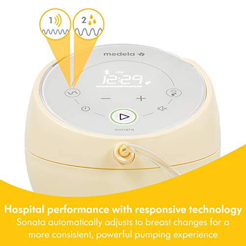 Medela Sonata Smart Breast Pump, Hospital Performance Double Electric Breastpump, Rechargeable, Flex Breast Shields, Touch Screen Display, Connects to Mymedela App, Lactation Support