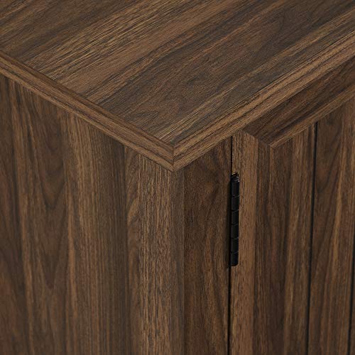 Walker Edison Buren Classic Grooved Door TV Stand for TVs up to 65 Inches, 58 Inch, Walnut