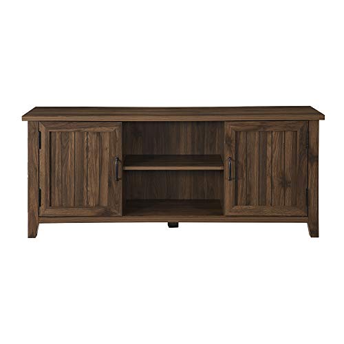 Walker Edison Buren Classic Grooved Door TV Stand for TVs up to 65 Inches, 58 Inch, Walnut