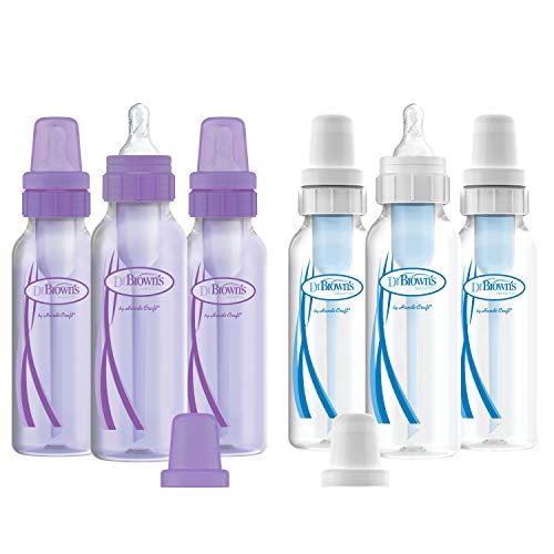 Dr. Brown's Original Baby Bottles, 8oz/250ml, Purple and Clear, 6 Count