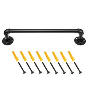 Sumnacon 16 Inch Industrial Iron Pipe Towel Rack Holder - Heavy Duty Rustic Hand Towel Bar, Vintage Style Grab Bar/Door Handle for Bathroom, Kitchen with Screws, Black