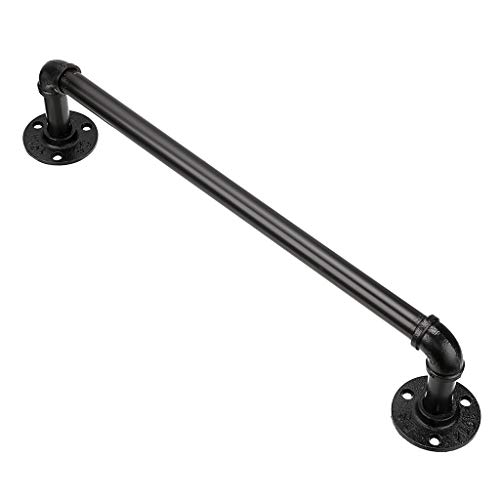 Sumnacon 16 Inch Industrial Iron Pipe Towel Rack Holder - Heavy Duty Rustic Hand Towel Bar, Vintage Style Grab Bar/Door Handle for Bathroom, Kitchen with Screws, Black