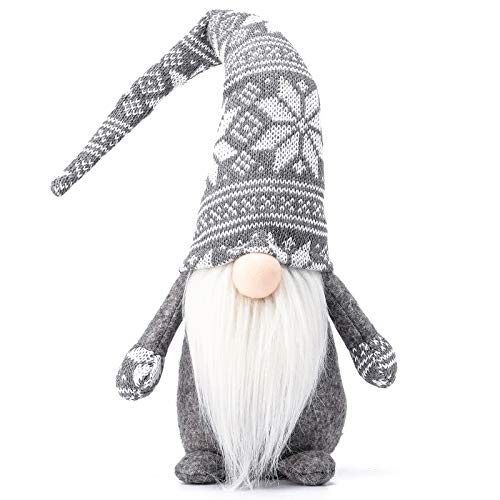 Funoasis Holiday Gnome Handmade Swedish Tomte, Christmas Elf Decoration Ornaments Thanks Giving Day Gifts Swedish Gnomes tomte (Grey Snowflake-19 Inches)