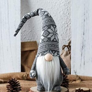 Funoasis Holiday Gnome Handmade Swedish Tomte, Christmas Elf Decoration Ornaments Thanks Giving Day Gifts Swedish Gnomes tomte (Grey Snowflake-19 Inches)