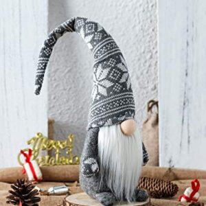 Funoasis Holiday Gnome Handmade Swedish Tomte, Christmas Elf Decoration Ornaments Thanks Giving Day Gifts Swedish Gnomes tomte (Grey Snowflake-19 Inches)