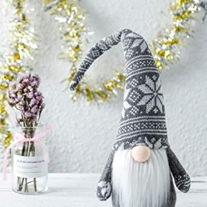 Funoasis Holiday Gnome Handmade Swedish Tomte, Christmas Elf Decoration Ornaments Thanks Giving Day Gifts Swedish Gnomes tomte (Grey Snowflake-19 Inches)