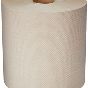 AmazonCommercial 1-Ply Kraft 7.9' Hard Roll Paper Towels, Bulk for Business, Made from 100% Recyclable Material, Compatible with Universal Dispensers, 4800 Count (6 Rolls of 800 Feet), Brown