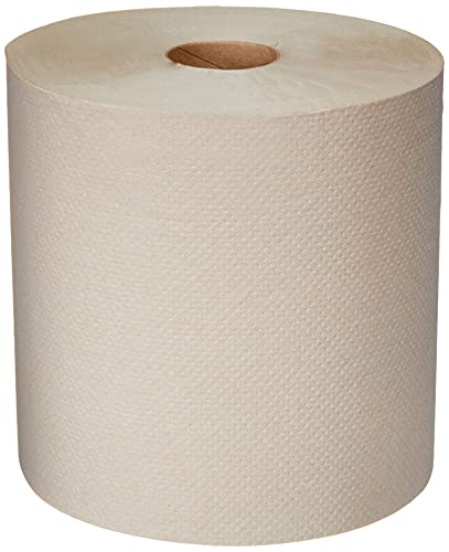 AmazonCommercial 1-Ply Kraft 7.9' Hard Roll Paper Towels, Bulk for Business, Made from 100% Recyclable Material, Compatible with Universal Dispensers, 4800 Count (6 Rolls of 800 Feet), Brown