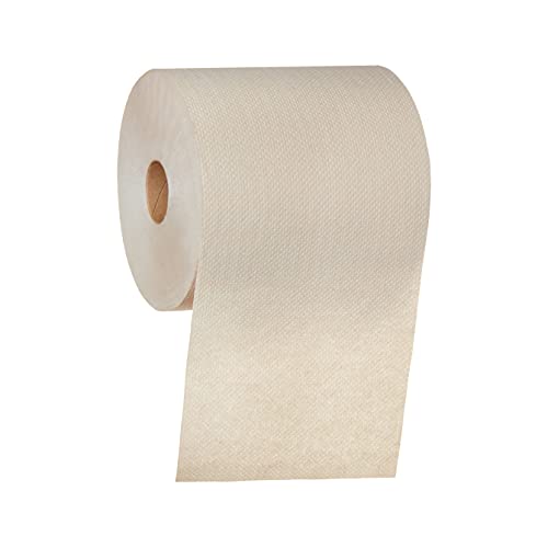 AmazonCommercial 1-Ply Kraft 7.9' Hard Roll Paper Towels, Bulk for Business, Made from 100% Recyclable Material, Compatible with Universal Dispensers, 4800 Count (6 Rolls of 800 Feet), Brown