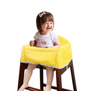 solfres dual-belt high chair cover, baby high chair cover, upgrade version, for wooden or restaurant high chair, sturdy and robust material, yellow